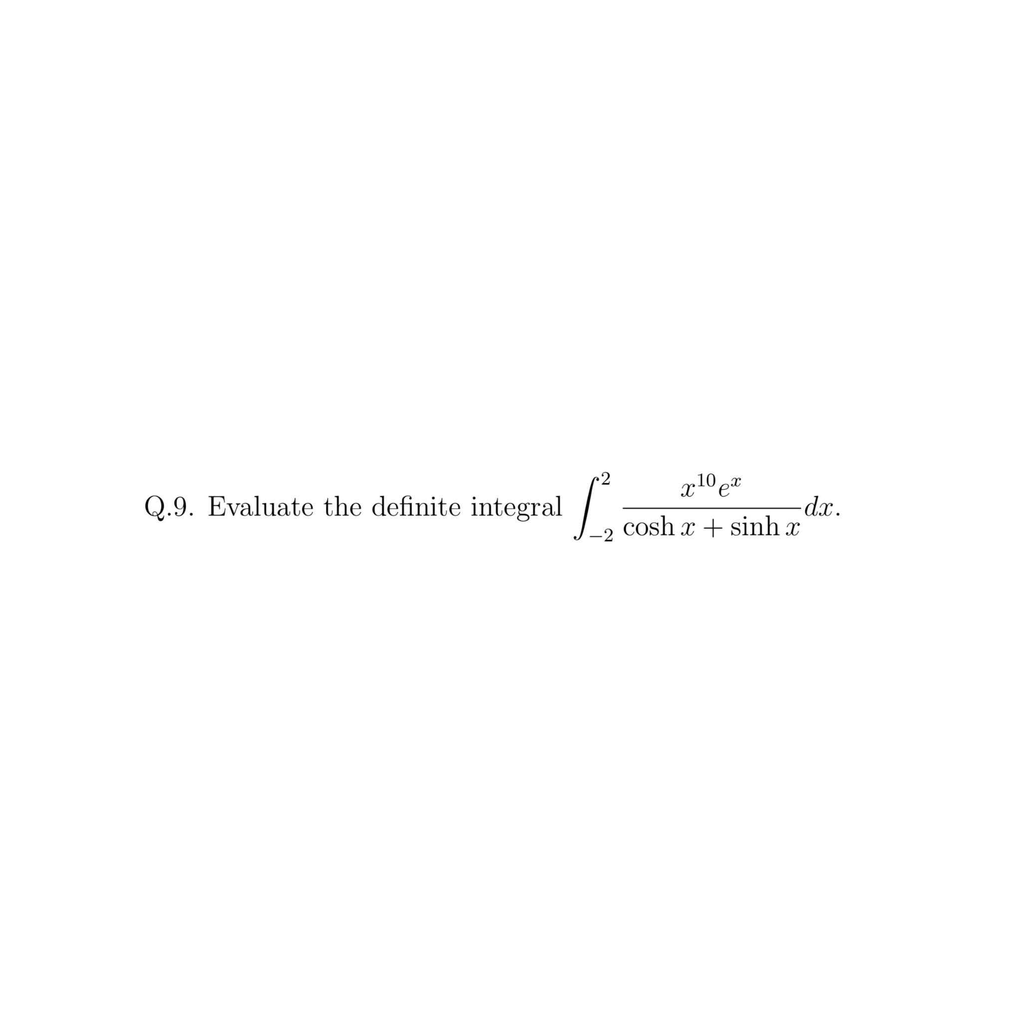 Solved Q.9. ﻿Evaluate the definite integral | Chegg.com