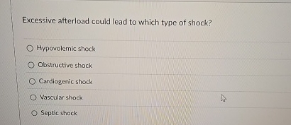 Solved Excessive afterload could lead to which type of | Chegg.com