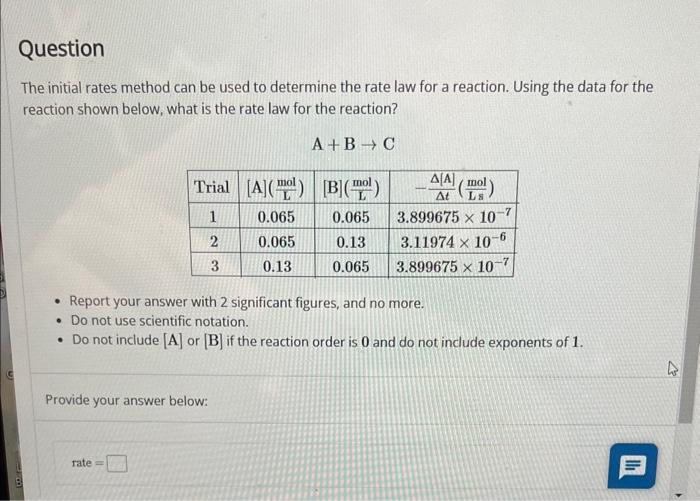 Solved The Initial Rates Method Can Be Used To Determine The 