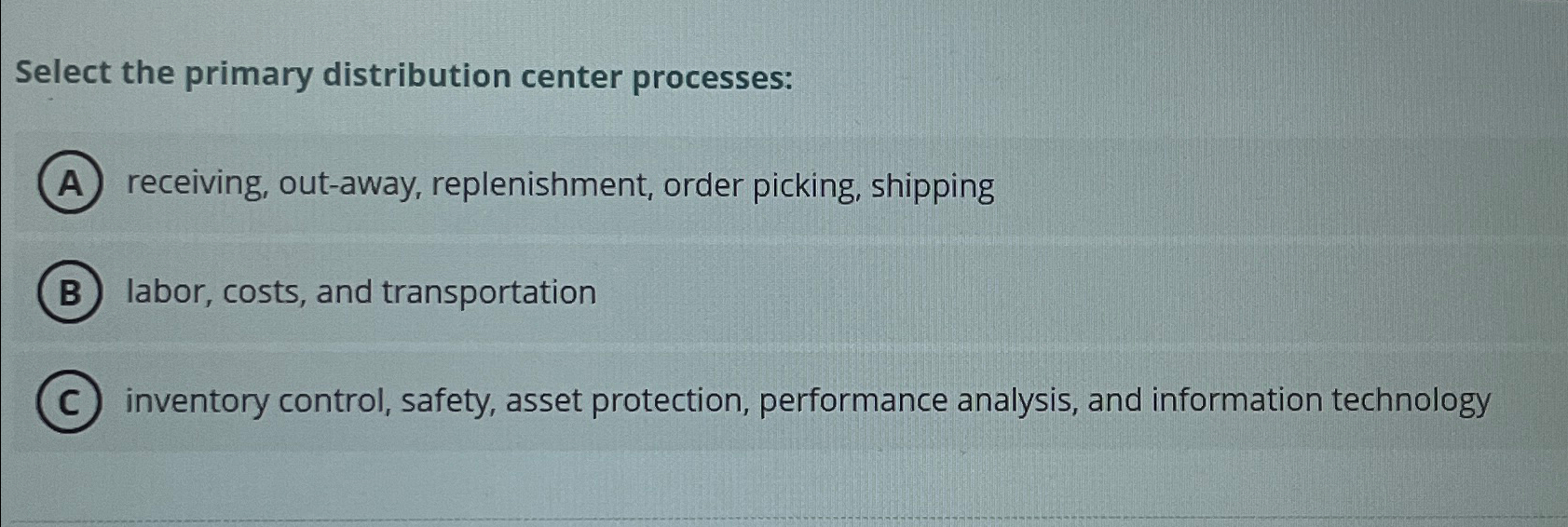 Solved Select the primary distribution center | Chegg.com