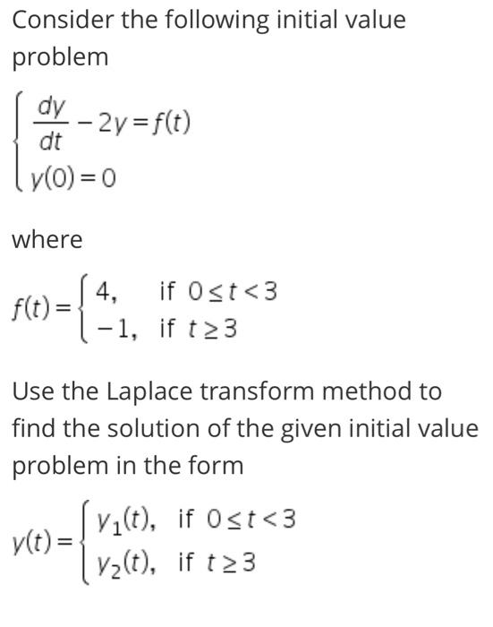Solved Consider the following initial value problem dy - | Chegg.com