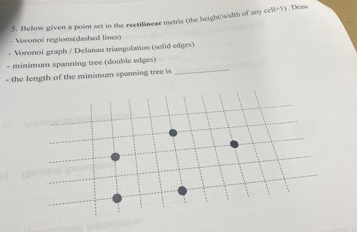 Solved 3. Below given a point set in the rectilinear metric | Chegg.com