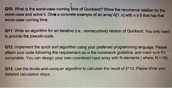 Solved Q10. What is the worst-case running time of | Chegg.com