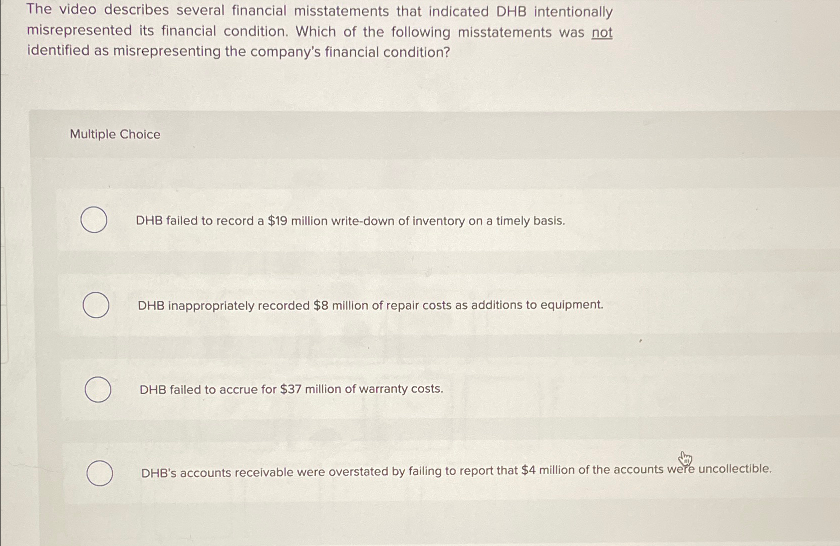 Solved The video describes several financial misstatements | Chegg.com