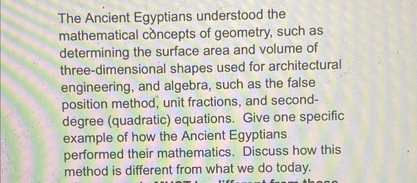 Solved The Ancient Egyptians understood the mathematical | Chegg.com