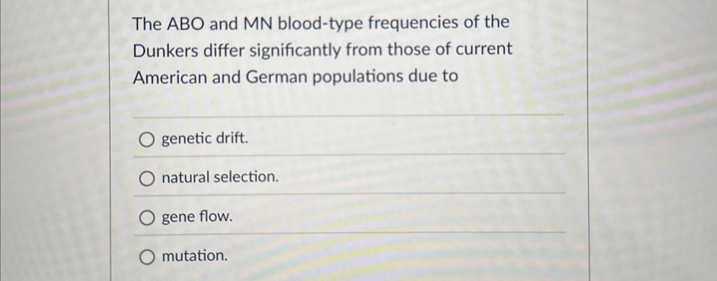Solved The ABO and MN blood-type frequencies of theDunkers | Chegg.com