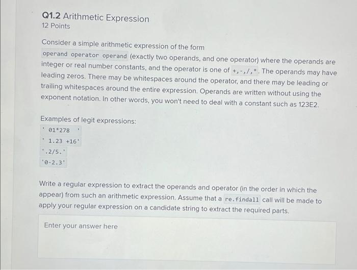 Solved Q1 Regular Expressions 34 Points For each of these | Chegg.com