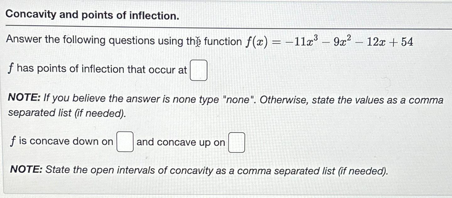 Solved Concavity and points of inflection.Answer the | Chegg.com