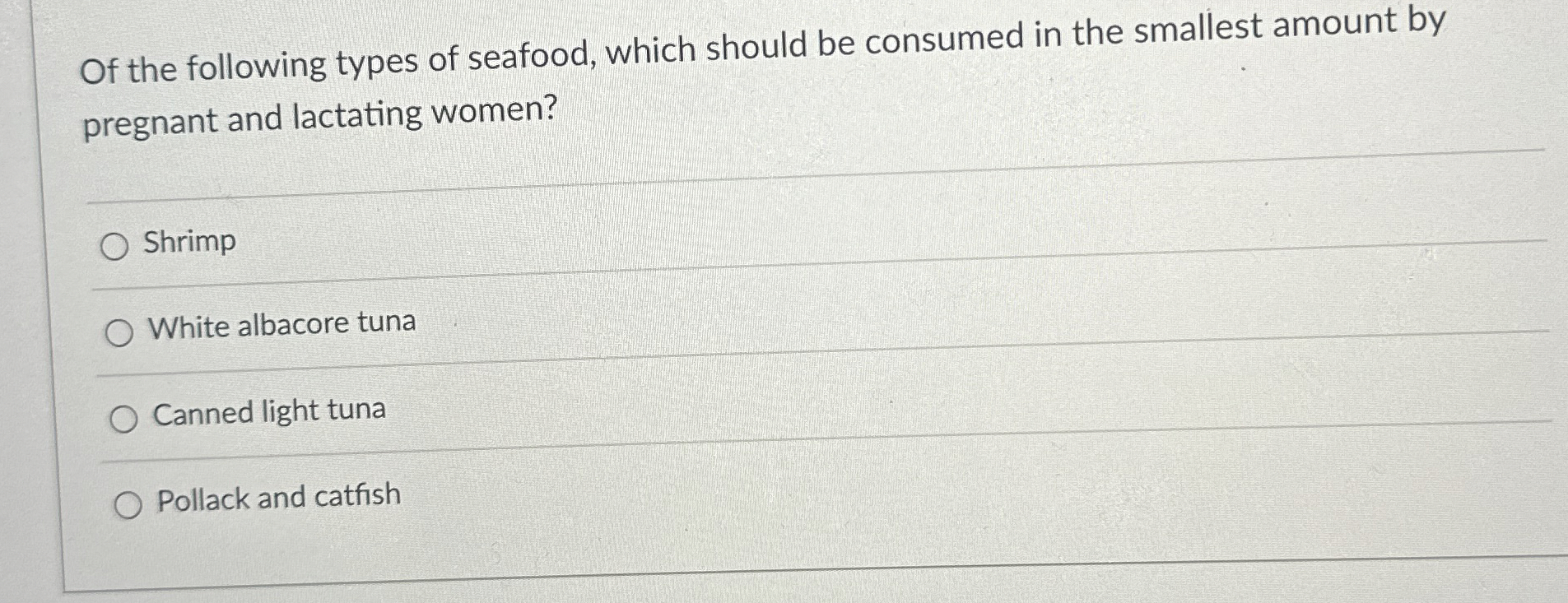 Solved Of the following types of seafood, which should be | Chegg.com