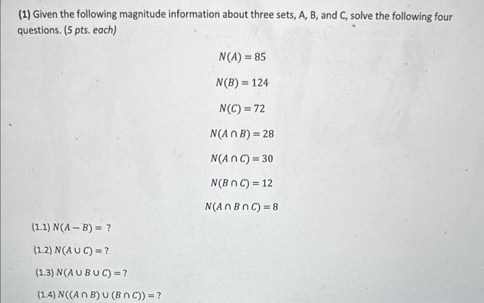 Solved (1) Given the following magnitude information about | Chegg.com
