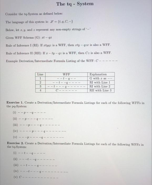 Consider the pq-System as defined below: The language | Chegg.com