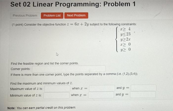 Solved Set 02 Linear Programming Problem 1 Previous Problem 0512