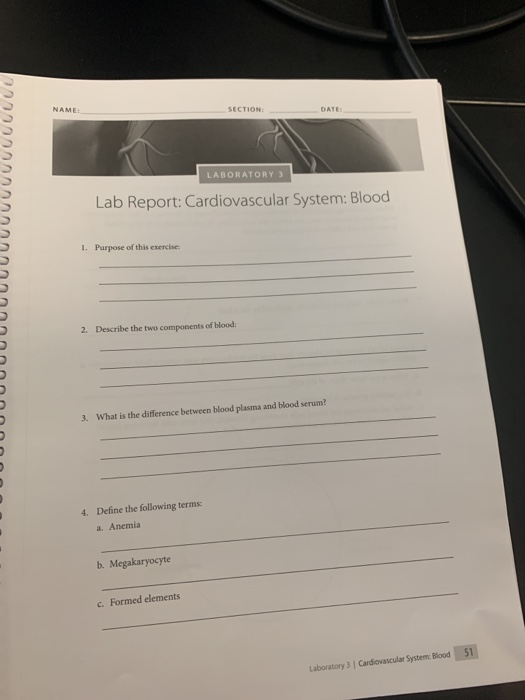 Solved SECTION LABORATORY 3 Lab Report: Cardiovascular | Chegg.com