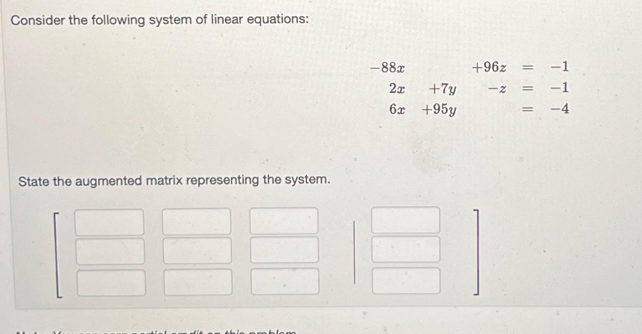 Solved Consider the following system of linear | Chegg.com