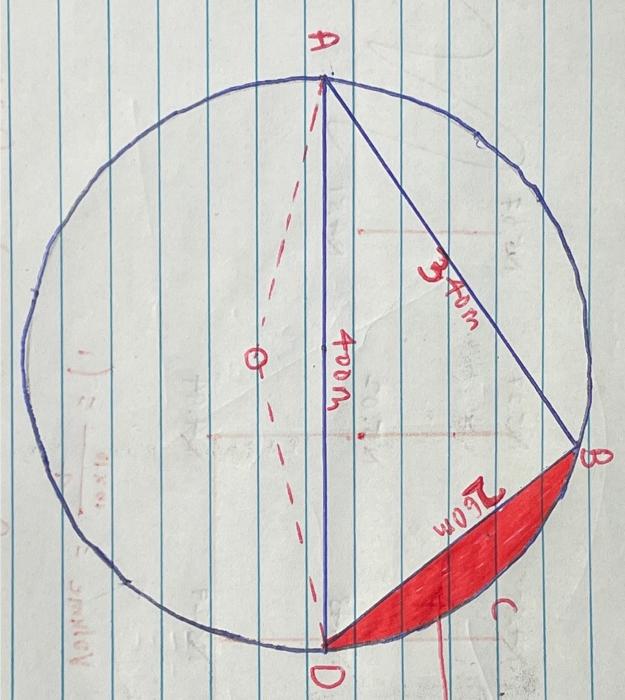 Solved find the area of segment coloured in red | Chegg.com