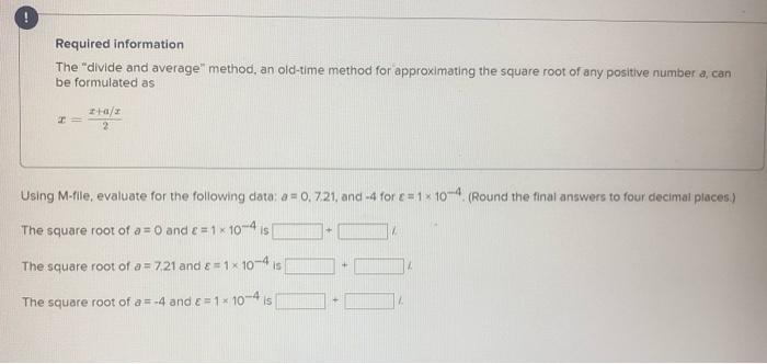 Required information The "divide and average" method, | Chegg.com
