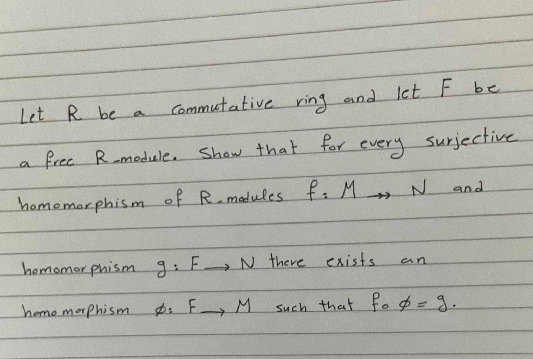Solved Let R ﻿be a commutative ring and let F ﻿be a free | Chegg.com