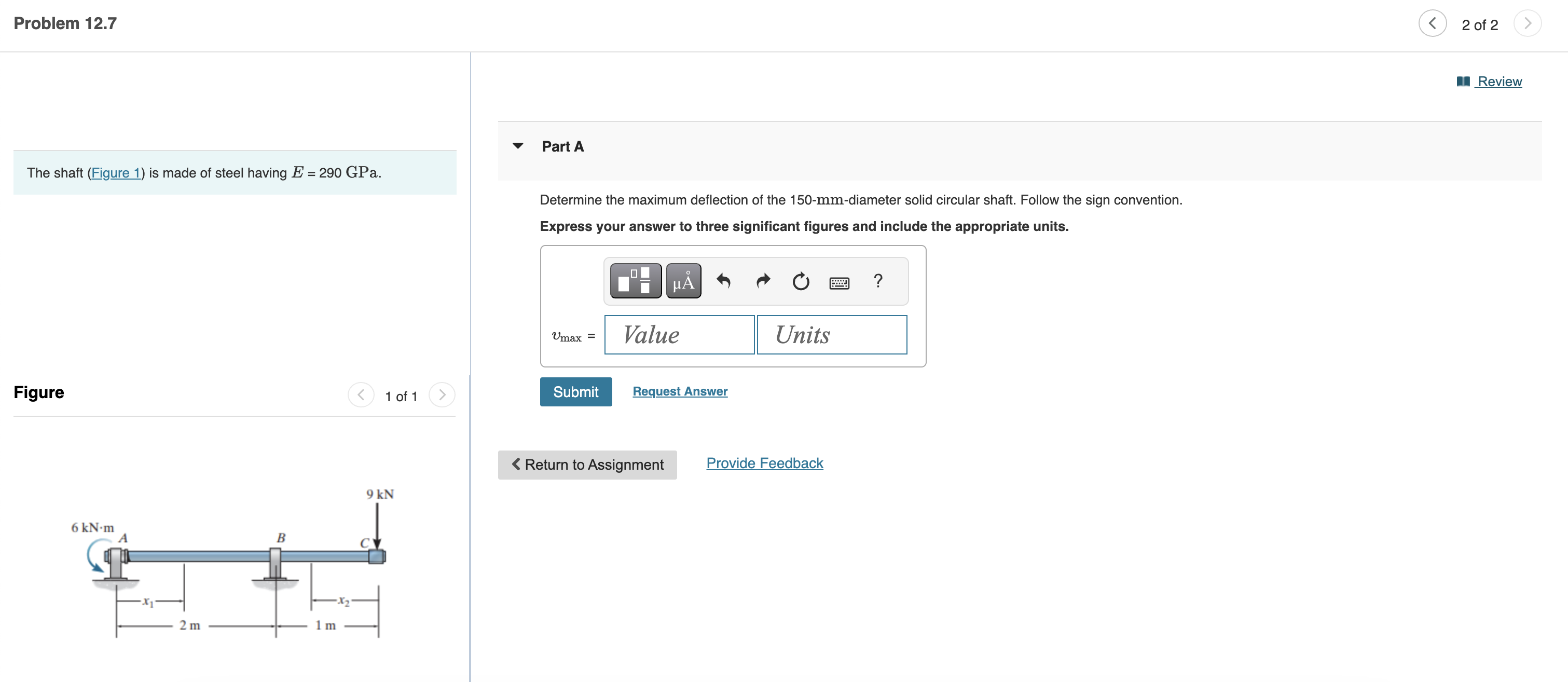 Solved Problem 12.7 ﻿Part A The shaft (Figure 1) ﻿is made of | Chegg.com