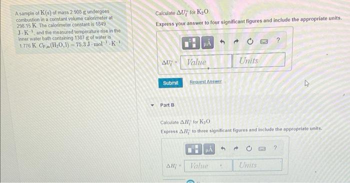 Solved Calculate AU, for K O Express your answer to four | Chegg.com