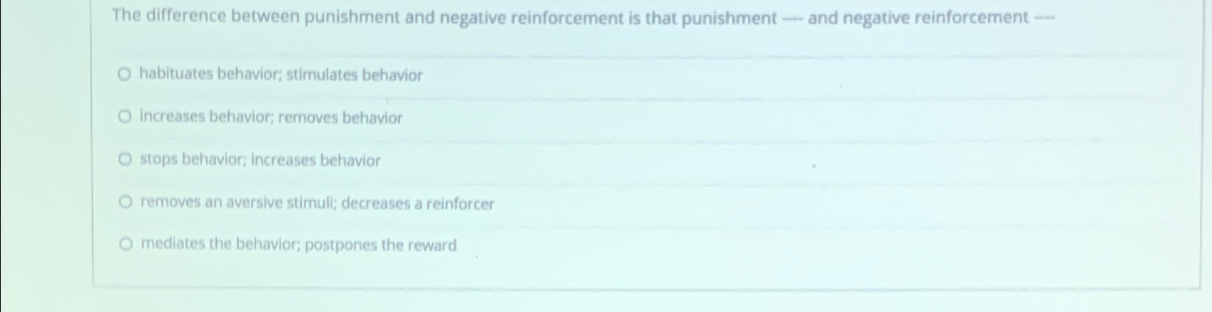 Solved The difference between punishment and negative | Chegg.com