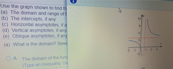 Solved domain , range, intercepts, horizontal vertical and | Chegg.com