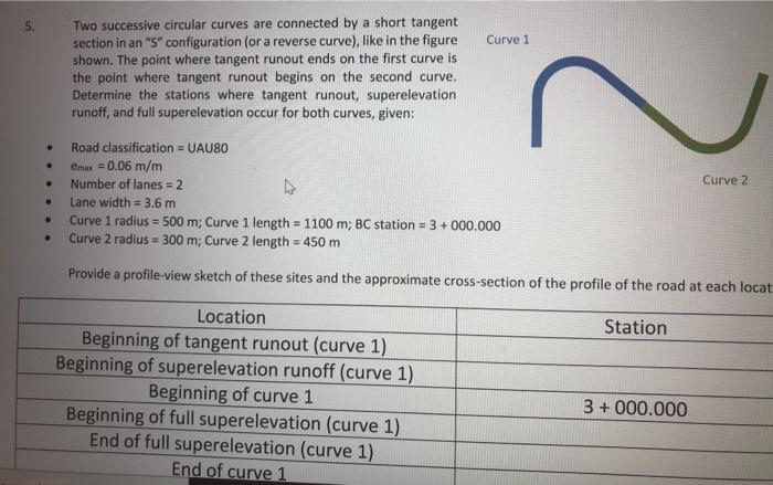 5. Curve 1 Two successive circular curves are | Chegg.com