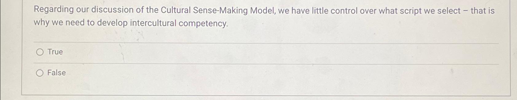 Solved Regarding our discussion of the Cultural Sense-Making | Chegg.com