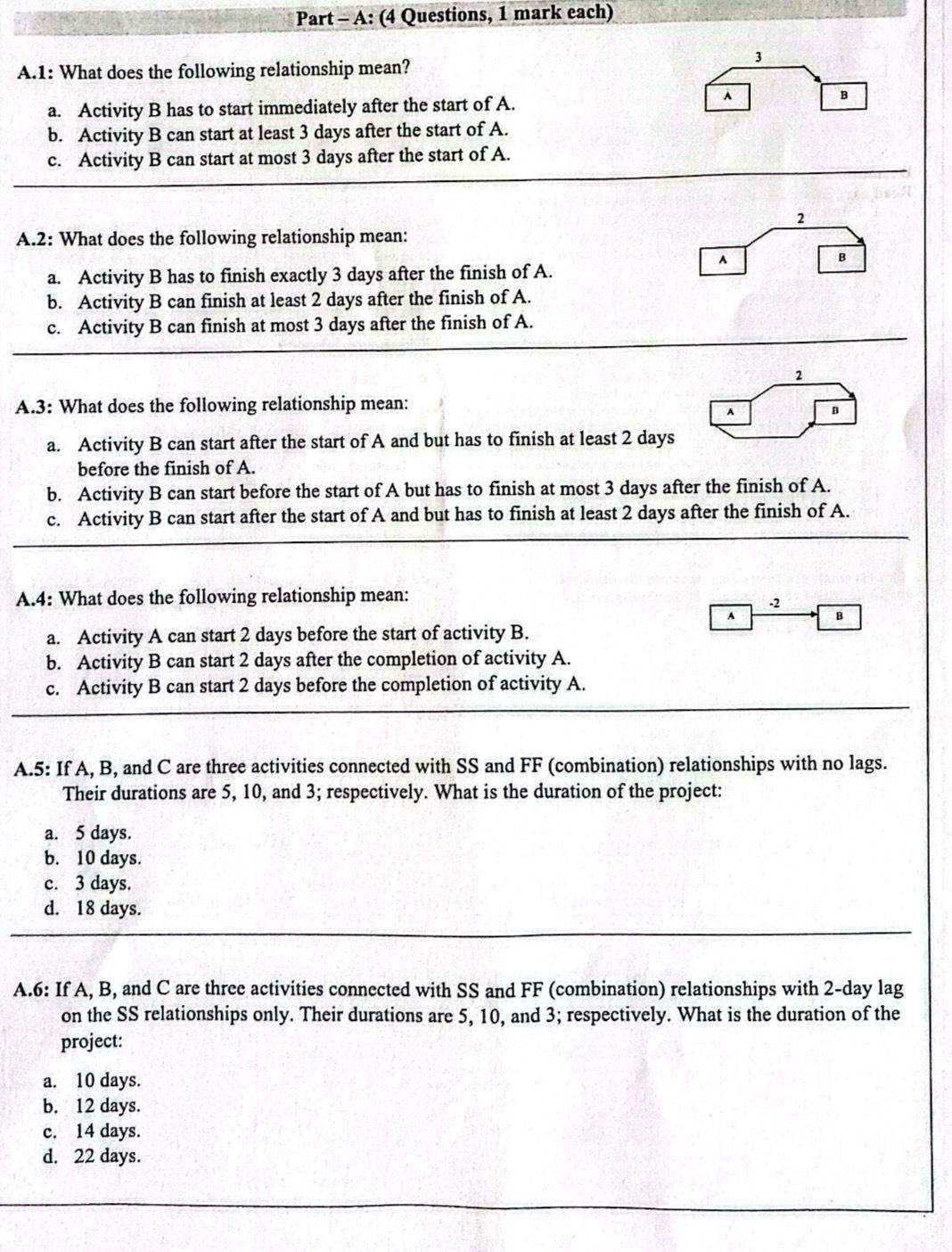 Solved Part - ﻿A: (4 ﻿Questions, 1 ﻿mark each)A.1: What does | Chegg.com