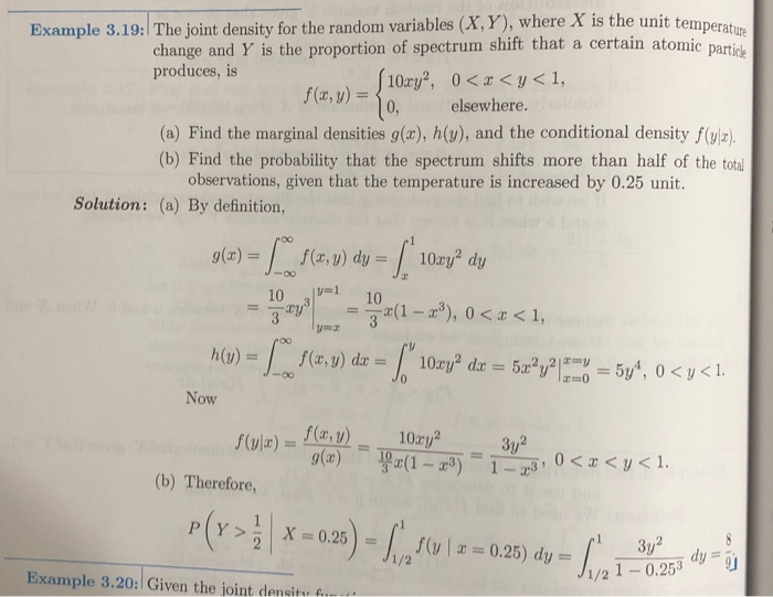 Solved Example 3.19: The joint density for the random | Chegg.com