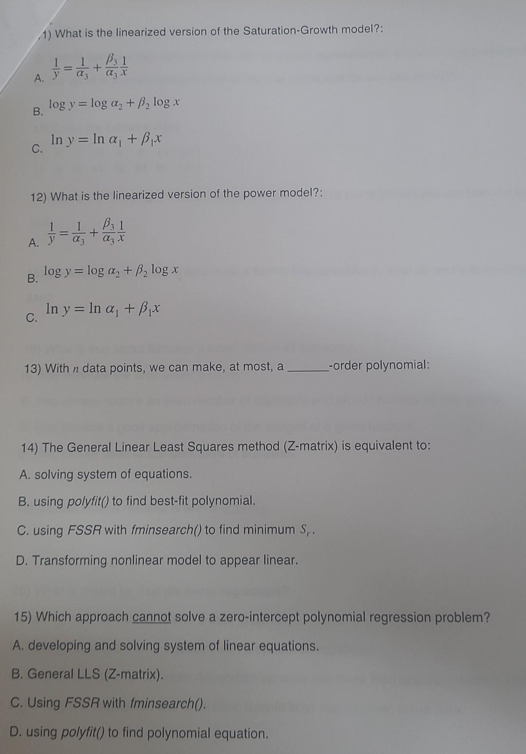 Solved 1 What Is The Linearized Version Of The