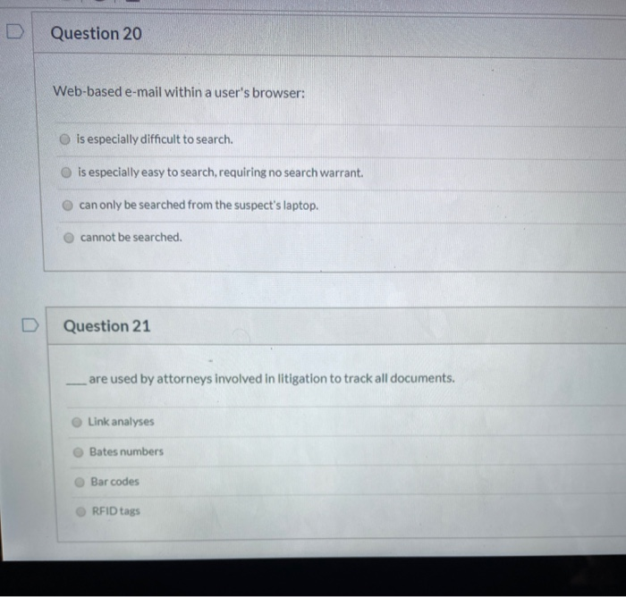 Solved Question 20 Web-based e-mail within a user's browser: | Chegg.com