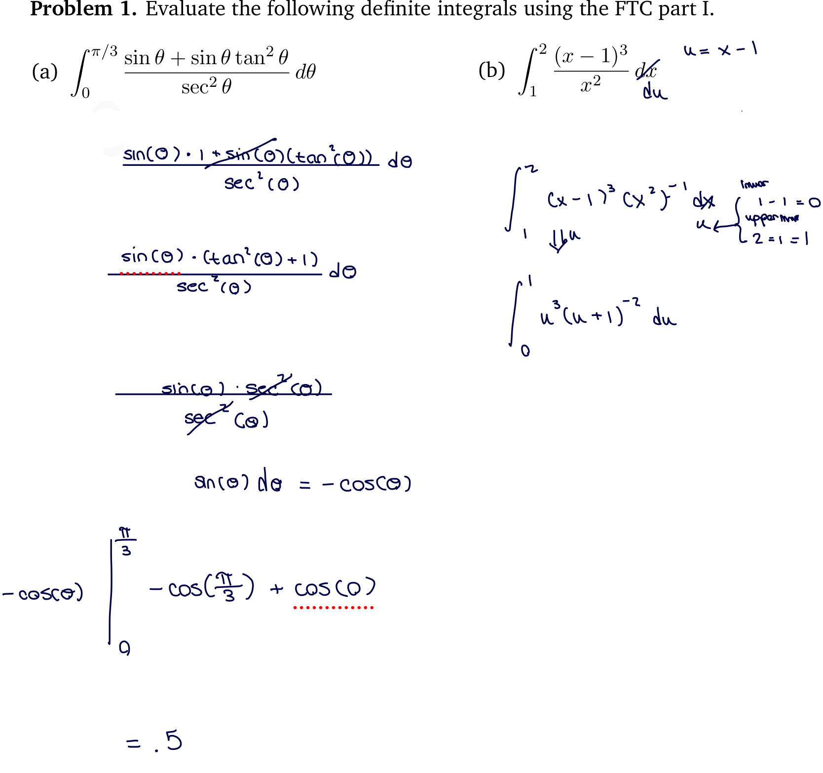 Solved I am having a hard time trying to use the FTC for b | Chegg.com