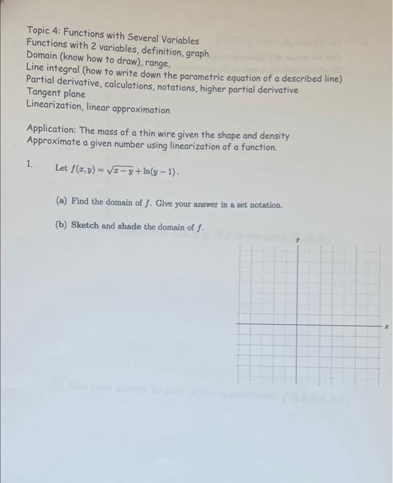 Solved Topic 4: Functions with Several Variables Functions | Chegg.com