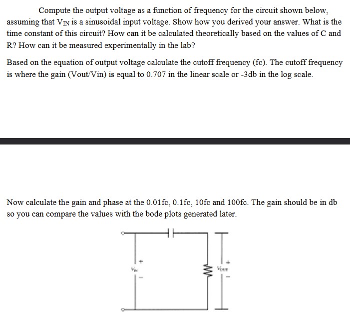 Solved Compute the output voltage as a function of frequency | Chegg.com
