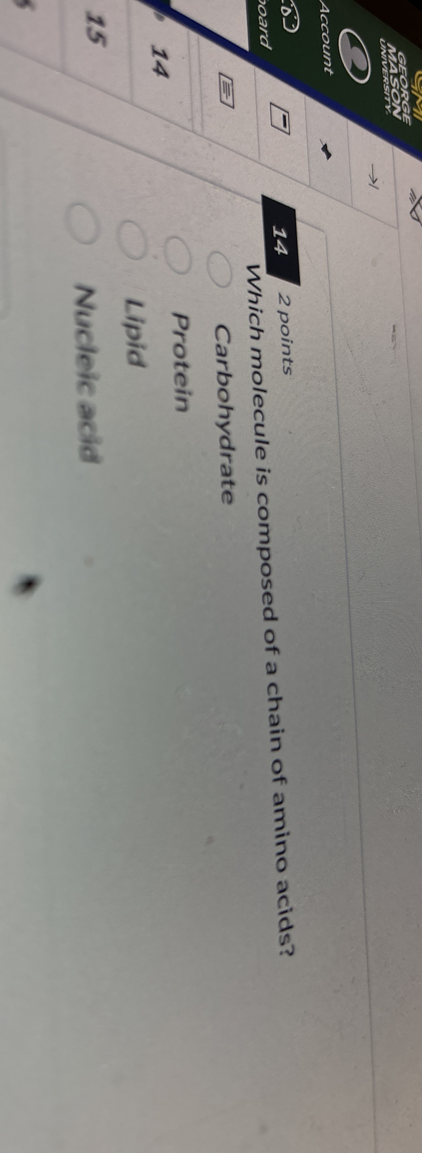 Solved 142 ﻿pointsWhich molecule is composed of a chain of | Chegg.com