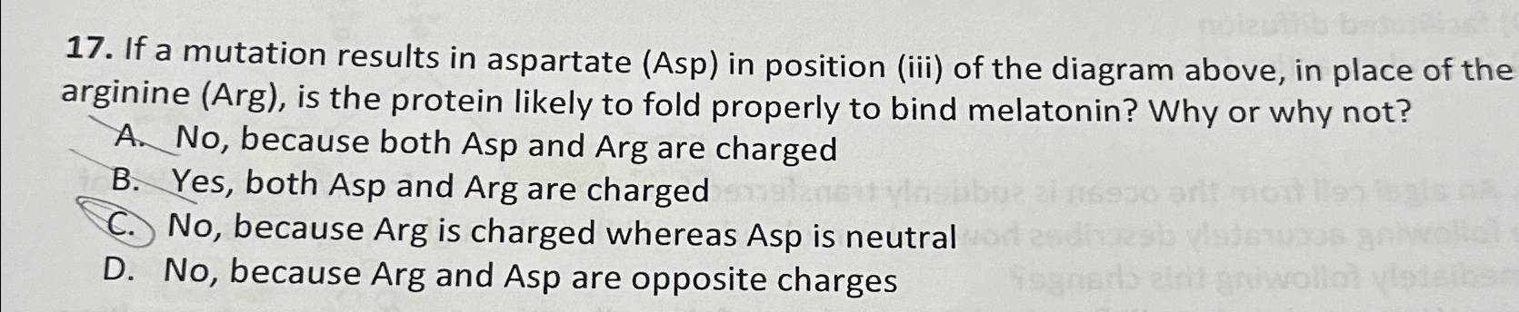 Solved If a mutation results in aspartate (Asp) ﻿in position | Chegg.com