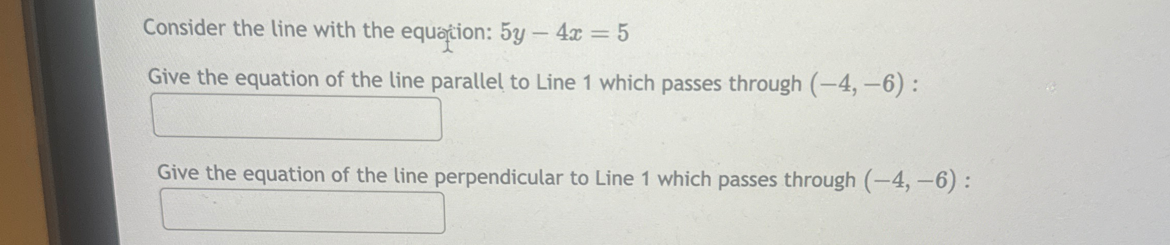 Solved Consider the line with the equation: 5y-4x=5Give the | Chegg.com