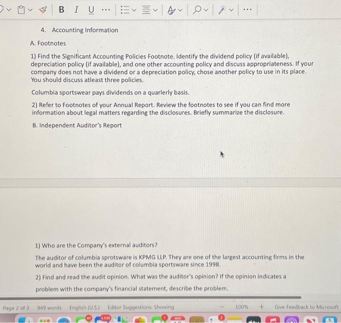 Solved A. Footnotes 1) Find the Significant Accounting | Chegg.com