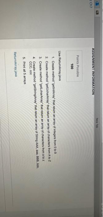 Solved Use Returnarrayjava 1 Create Method Getintarray