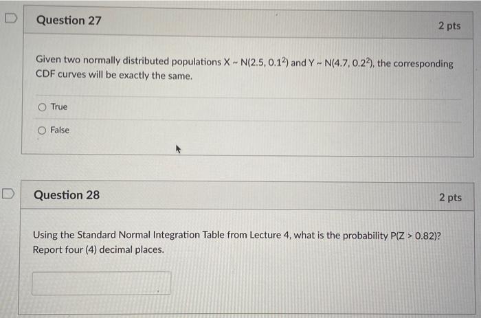 Solved Given two normally distributed populations | Chegg.com