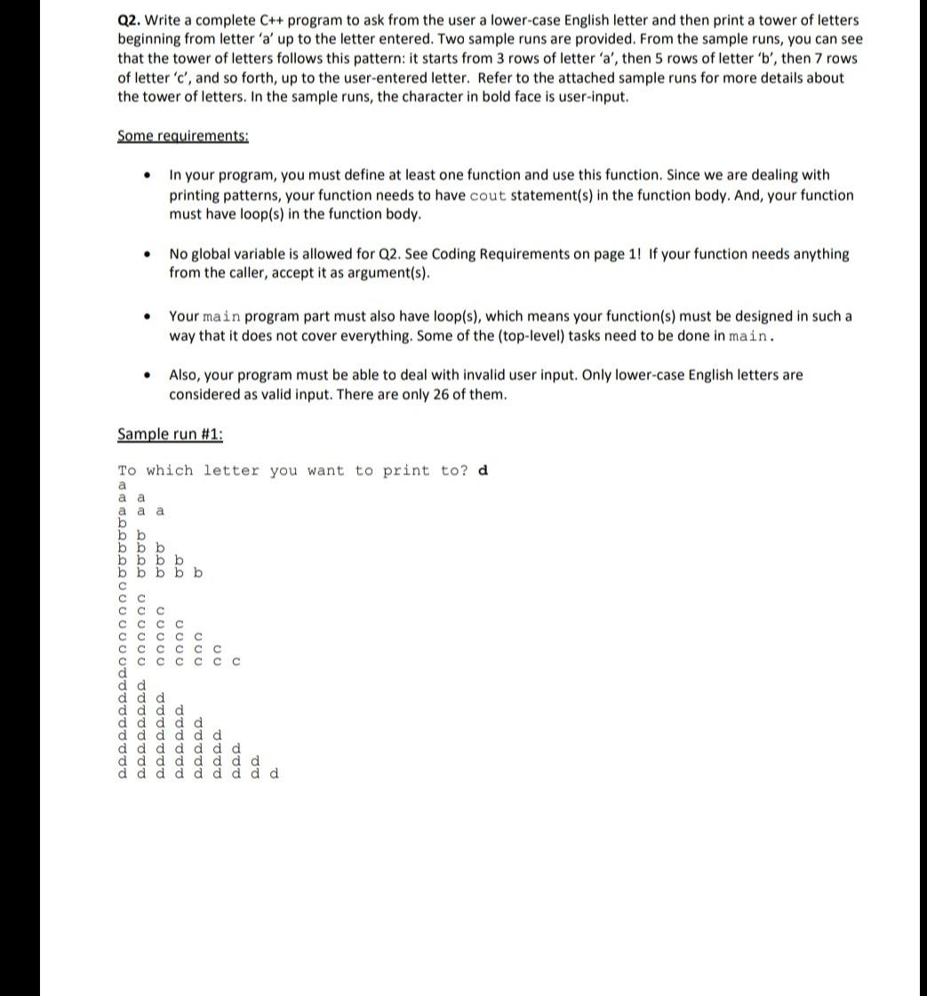Solved Q2. Write a complete C++ program to ask from the user | Chegg.com