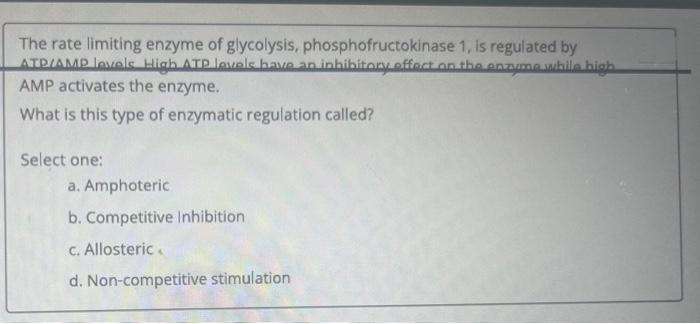 Solved The rate limiting enzyme of glycolysis, | Chegg.com
