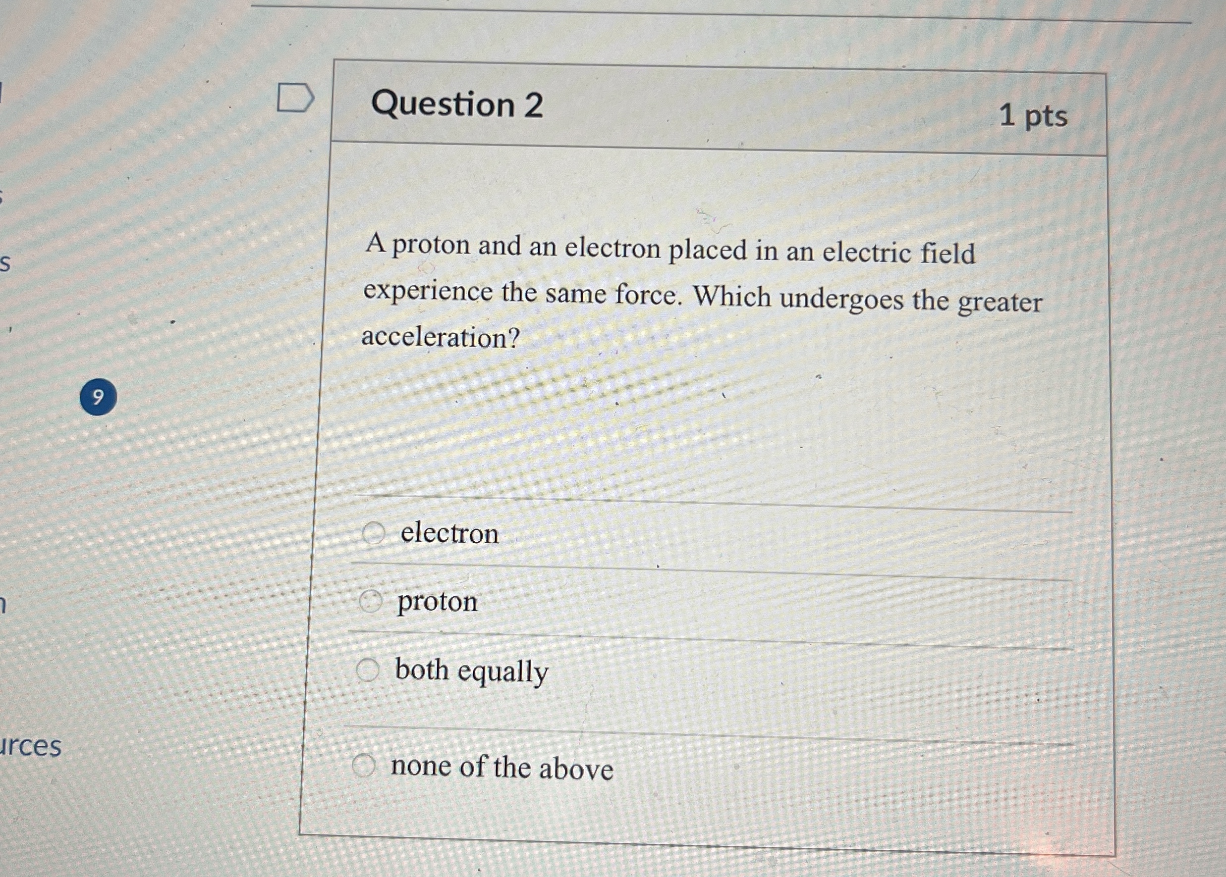 Solved Question 2a Proton And An Electron Placed In An