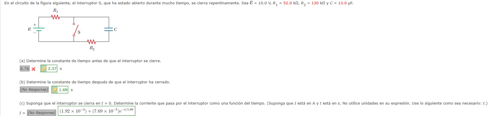 Solved En el circuito de la figura siguiente, el interruptor | Chegg.com