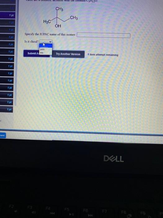 Solved the top part says There are 8 isomeric alcohols with | Chegg.com