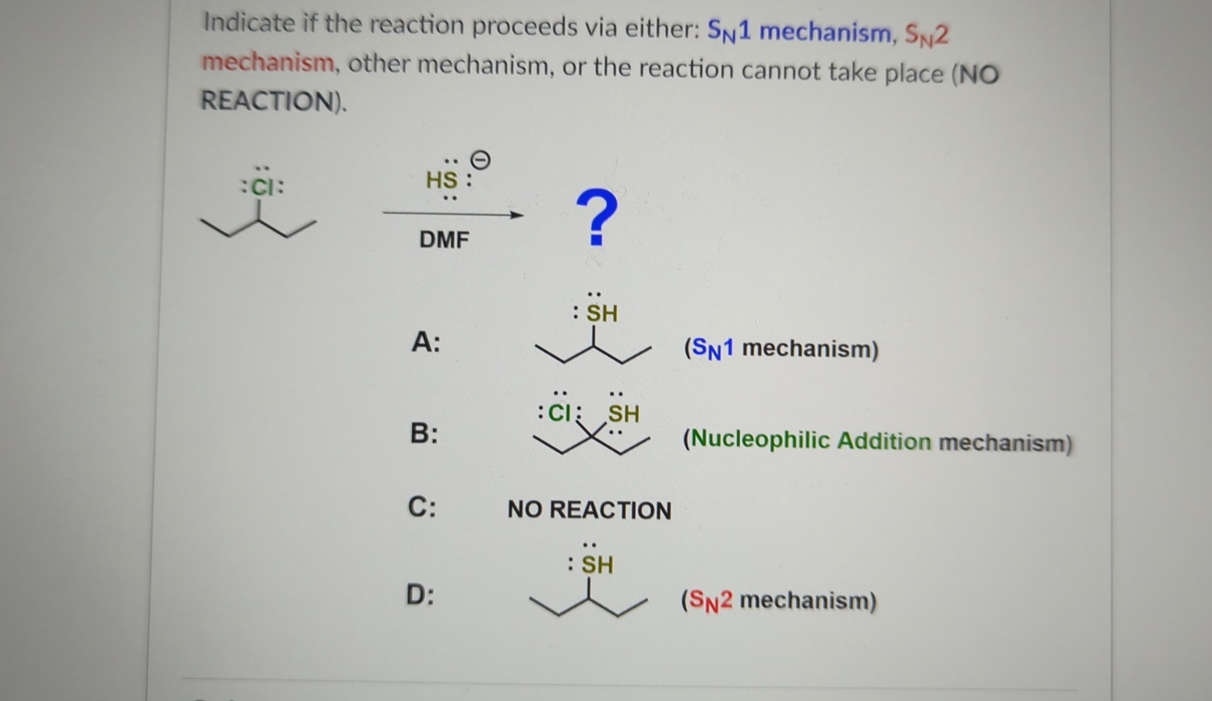 Solved Indicate if the reaction proceeds via either: SN1 | Chegg.com