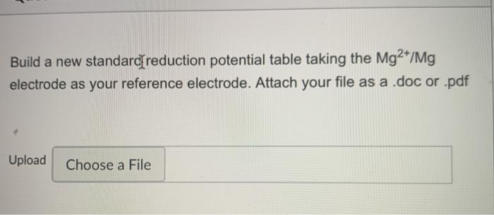 Solved Build a new standard reduction potential table taking | Chegg.com