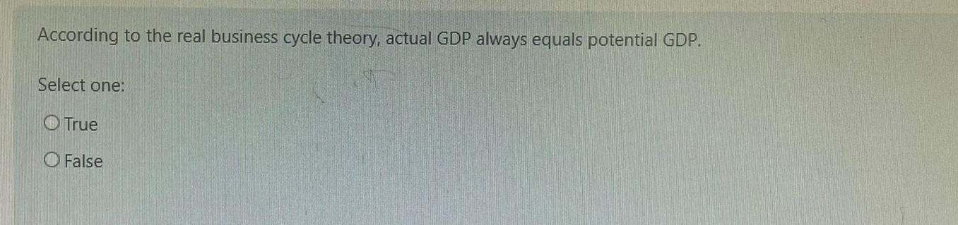 Solved According to the real business cycle theory, actual | Chegg.com