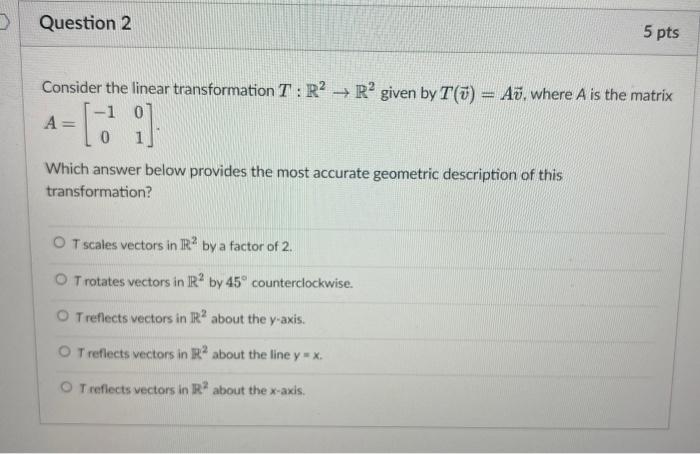 Solved Consider the linear transformation T:R2→R2 given by | Chegg.com