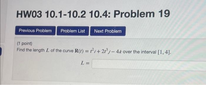 Solved HW03 10.1-10.2 10.4: Problem 19 (1 point) Find the | Chegg.com